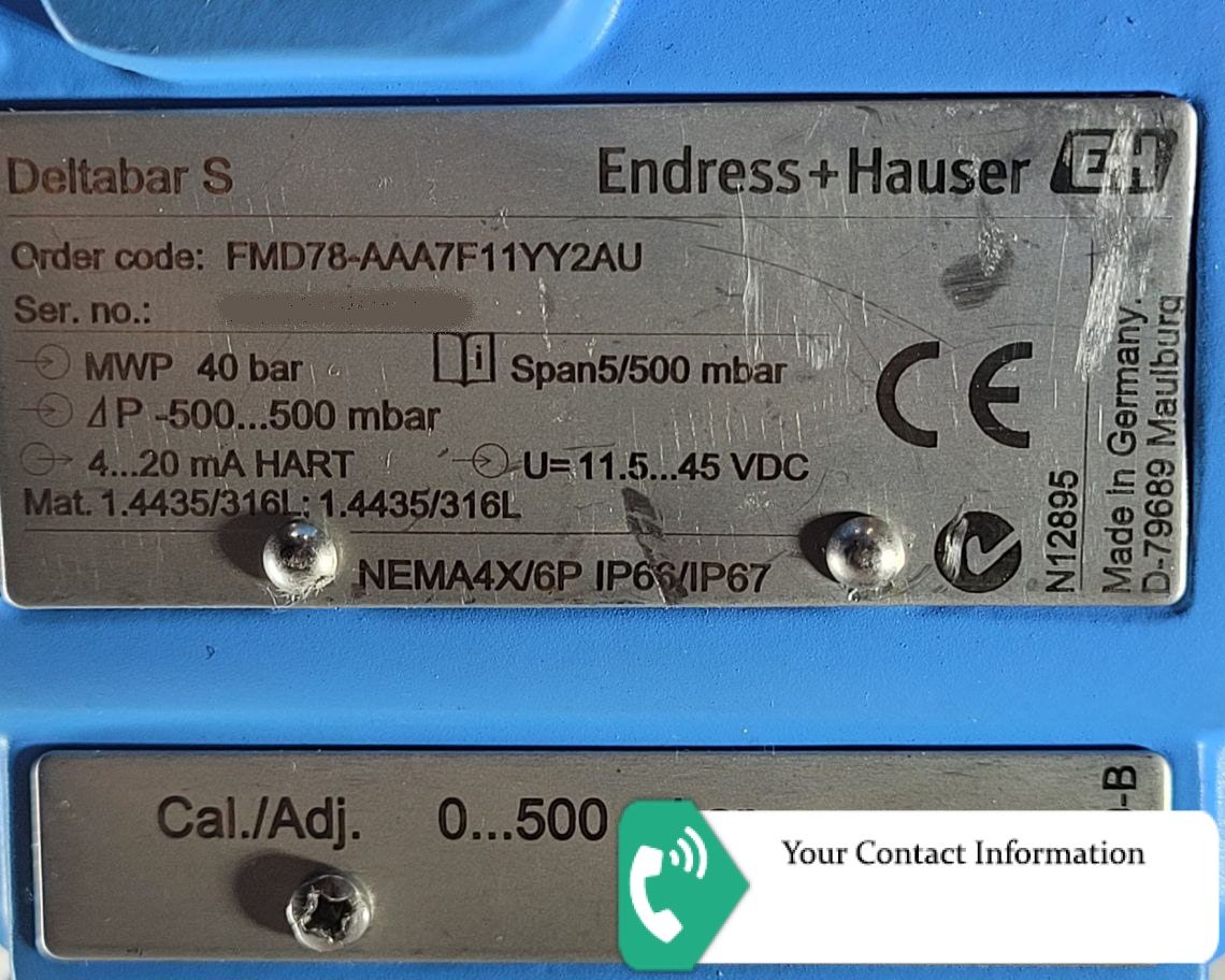 ترانسمیتر فشار مدل FMD78-AAA7F11YY2AU Deltabar برند Endress+Hauser