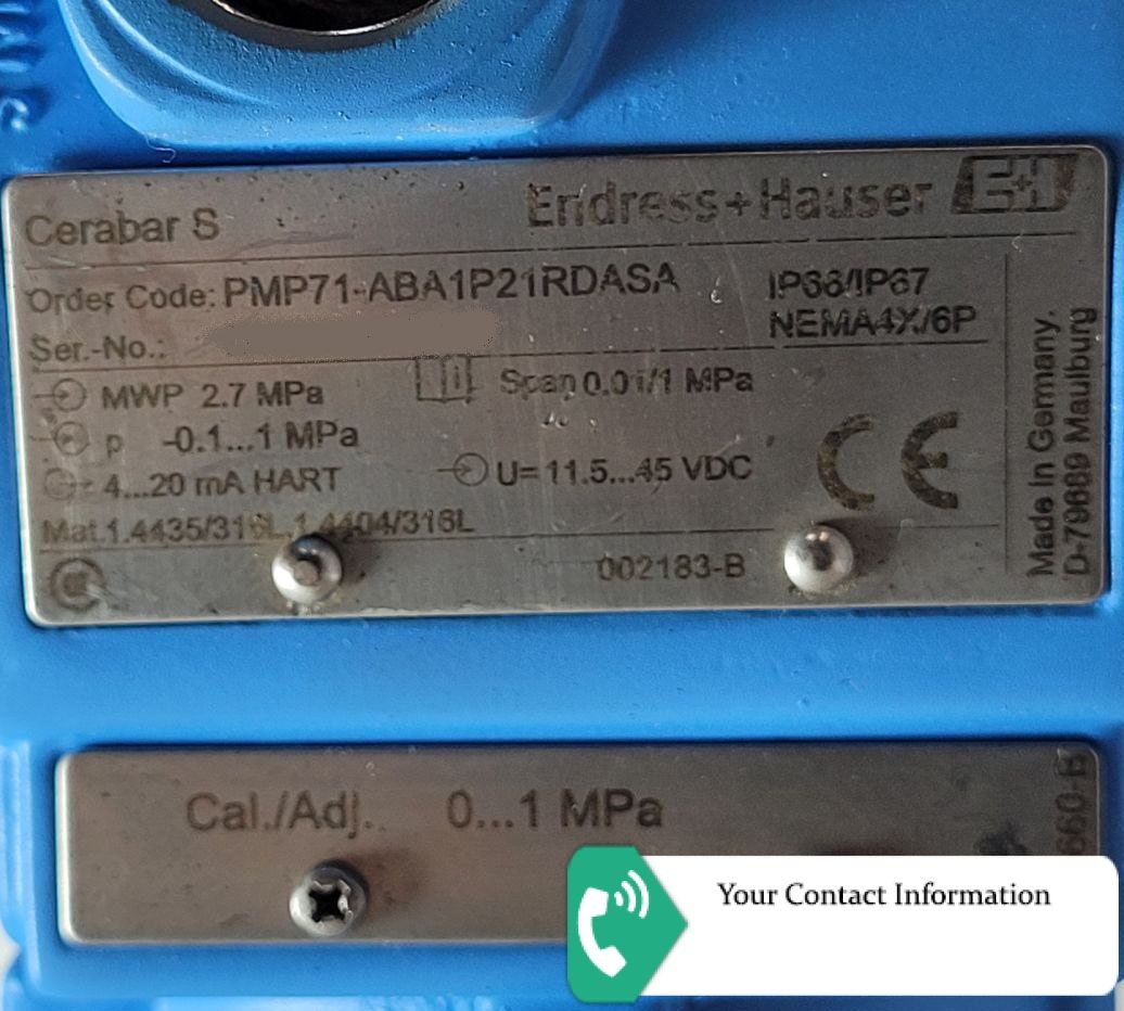 ترانسمیتر فشار مدل PMP71-ABA1P21RDASA برند Endress+Hauser