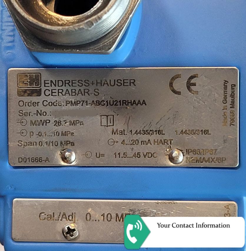 ترانسمیتر فشار مدل PMP71-ABC1U21RHAAA برند Endress+Hauser